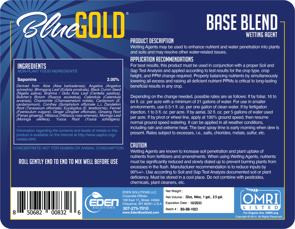 BlueGold® Base Blend (OMRI Listed Wetting Agent) – BlueGold® by Eden ...
