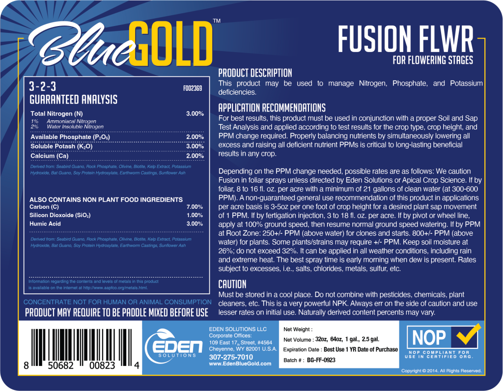 BlueGold® Fusion FLWR 3-2-3 (Dry Paste) (NOP) – BlueGold® by Eden Solutions