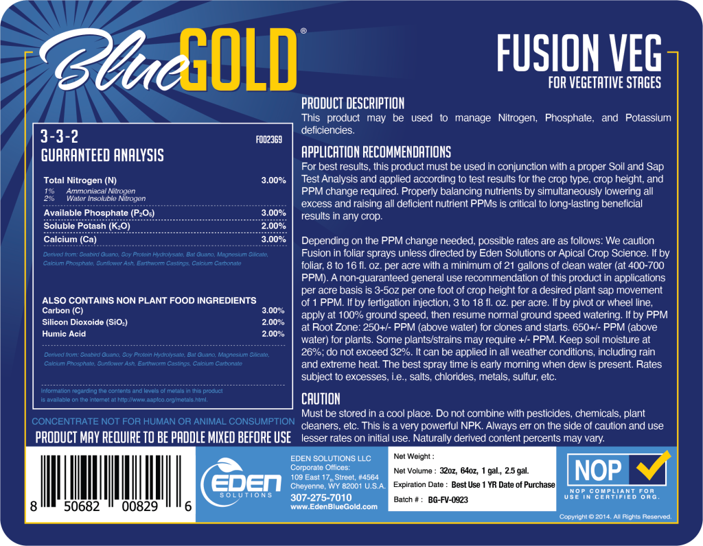 BlueGold® Fusion VEG 3-3-2 (Dry Paste) (NOP) – BlueGold® by Eden Solutions