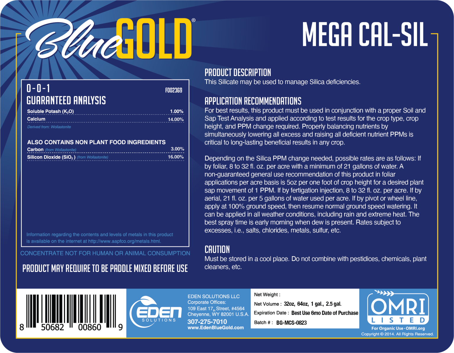 BlueGold® Mega Cal-Sil (OMRI Listed Calcium Silicate) – BlueGold® by ...