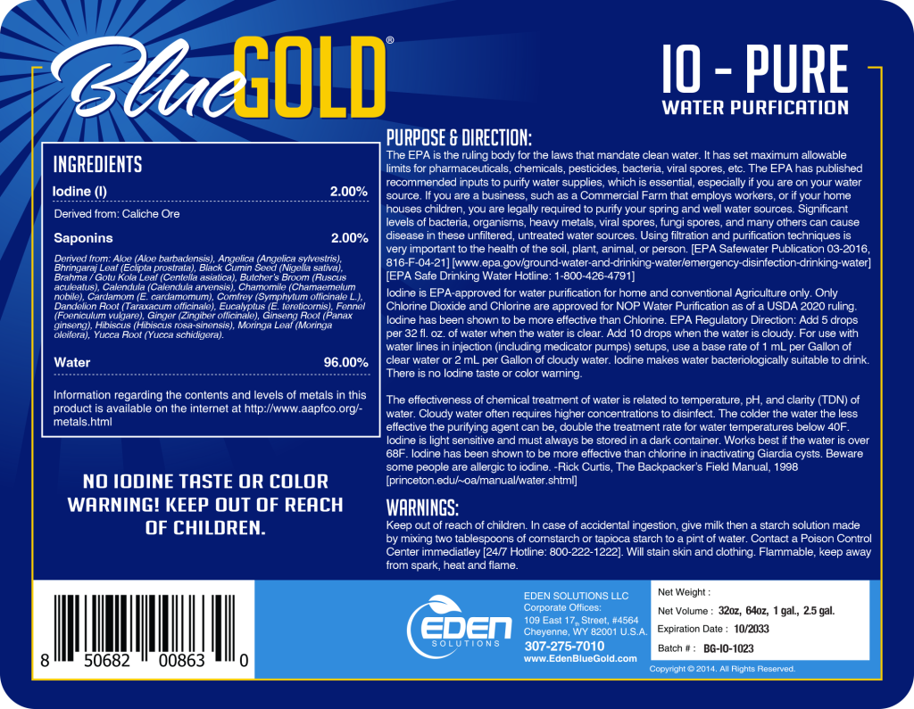 BlueGold® IO-PURE (Water Purification Iodine) – BlueGold® by Eden Solutions