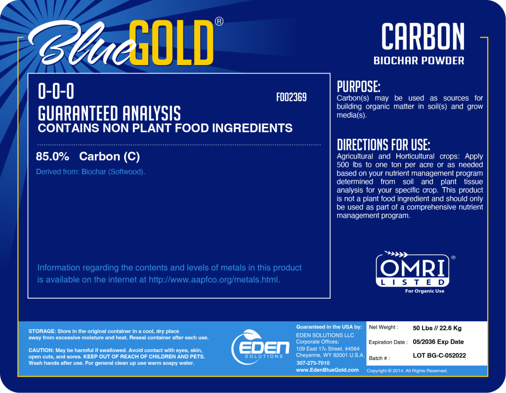 BlueGold® Carbon [Softwood Biochar] (OMRI Listed – BlueGold® by Eden ...