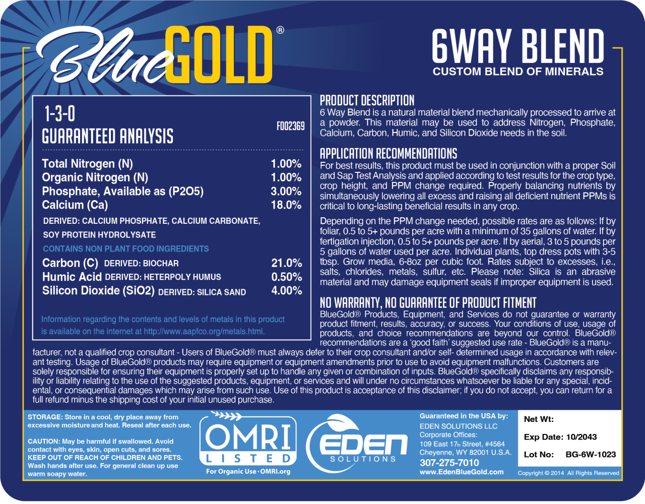 BlueGold® 6-Way Blend [Injectable Mineral] (OMRI Listed) – BlueGold® by ...